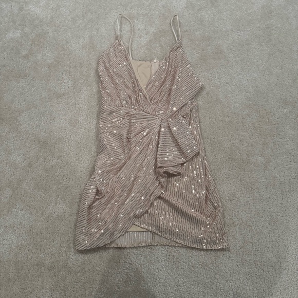 AREA | Dresses | Area Stars Champagne Sequin Draped Dress | Poshmark